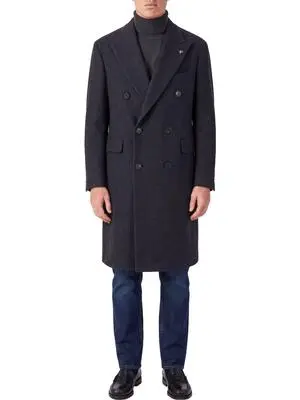 Tagliatore Knee-length Double-breasted Wool Coat With Peak Lapels - Grey