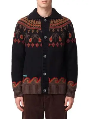 Alanui Ethnic Pattern Virgin Wool Cardigan With Buttons - Black
