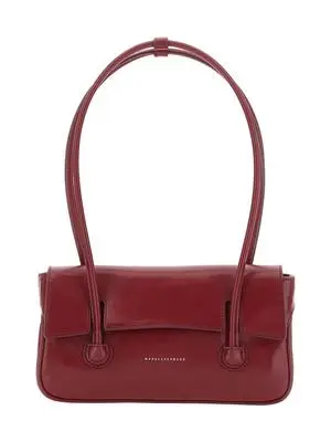 MARGESHERWOOD Mini Shoulder Bag In Smooth Cowhide With Double Handle Burgundy