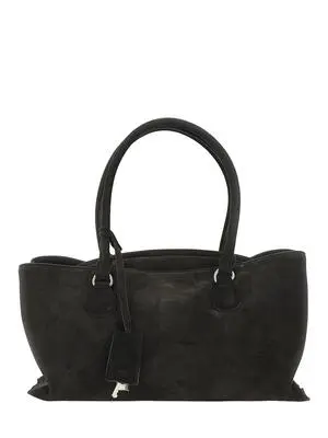 OSOI Shell Brot Suede Handbag With Padlock And Key Detail - Coffee