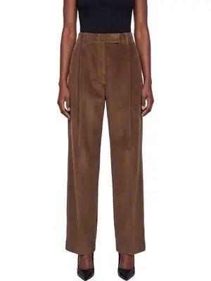RÓHE Mid-rise Straight Trousers In Cotton Velvet With Pleats - Brown