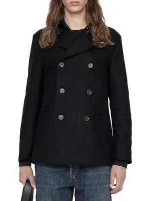 ALLSAINTS Lagan Wool Blend Peacoat - Black