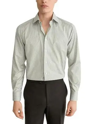 Eton Cotton Slim Fit Stripe Shirt - Medium Green