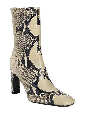 TOTEME Bar Python Embossed Boots - Ecru/black
