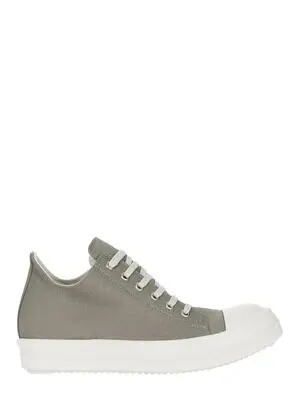 Rick Owens Cotton Lace-up Sneakers With Toe Caps And Shark-tooth Soles - Verde