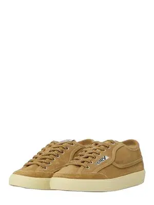 AUTRY Suede Lace-up Sneaker With Padded Logo Tongue - Beige