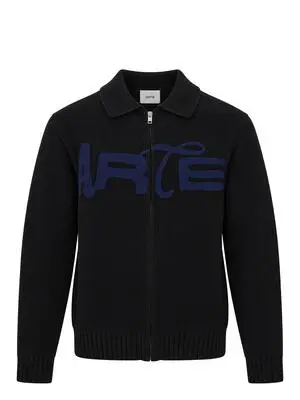 ARTE ANTWERP Logo Zip-up Knit Sweater - Black