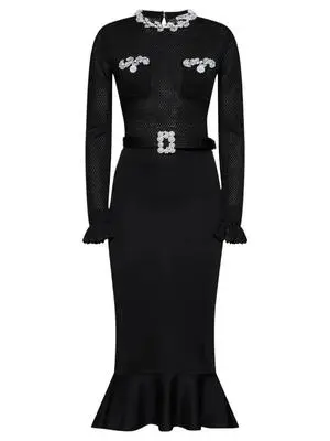SELF-PORTRAIT Self-portrait Mini Dress With Removable Belt, Functional Pockets & Back Hook-and-Eye Closure