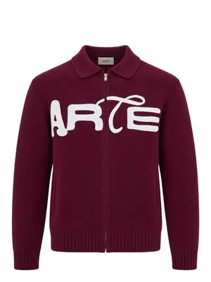 ARTE ANTWERP Logo Zip-up Cardigan - Bordeaux