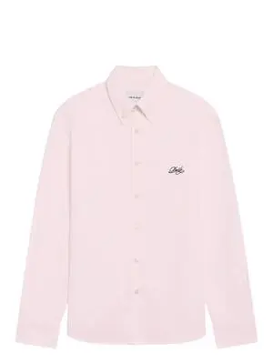 Drole De Monsieur Drôle Bellissima Embroidered Mini Button-front Long-sleeve Shirt - Rosa