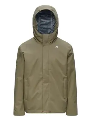 K-WAY K-Way Classic Hooded Logo Zip Coat For Men With Drawstring Hem