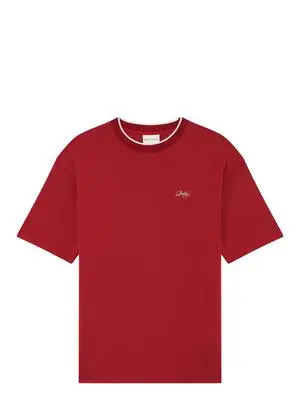 Drole De Monsieur Belissima Embroidered Mini T-shirt With Contrast Ribbed Collar - Rosso