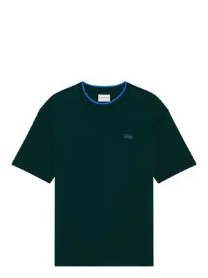 Drole De Monsieur Mini Drôle Belissima Embroidered Cotton Polo With Ribbed Contrast-trim Collar - Verde