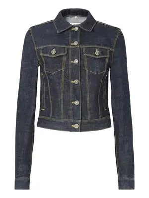 FENDI Fendi Mini Short Denim Jacket In Regenerated Cotton With Contrast Stitching