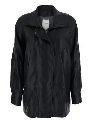 RAME Rame Tech Fabric Blazer Jacket With Shirt Collar And Button Front
