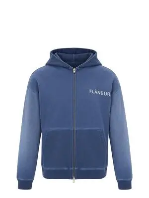 FLANEUR Logo Zip-up Hoodie - Navy