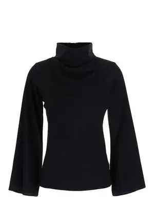 LEPLAIN Leplain Tech Fabric High-Neck Top With Slit Sleeves