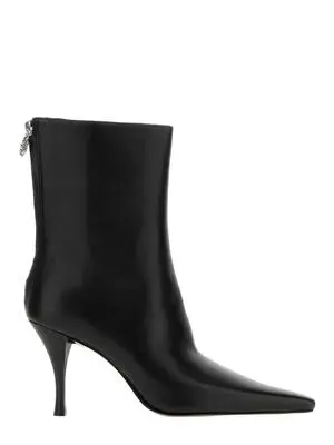 Tory Burch Leather Charlie Ankle Boots With 8.5 Cm Heel - Black