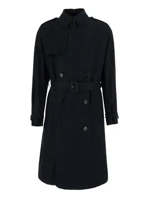 Hugo Boss Jared Cotton Trench Coat With Front Belt And Classic Collar - Black