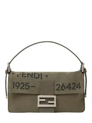 Fendi Fendi Mini Stencil Print Convertible Shoulder Bag With FF Buckle Verde