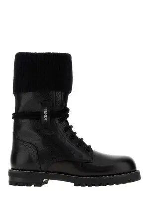 Fendi Fendi Commando Ankle Boots In Black Leather Black