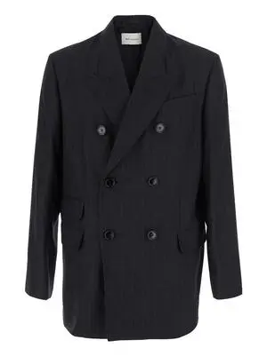 AMI Ami Paris Double-Breasted Boxy Fit Blazer With Notched Collar