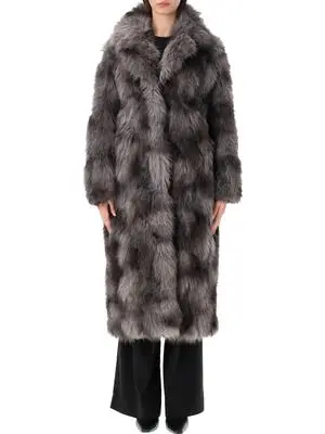 SWORD 6644 Long Faux Fur Coat - Grigio
