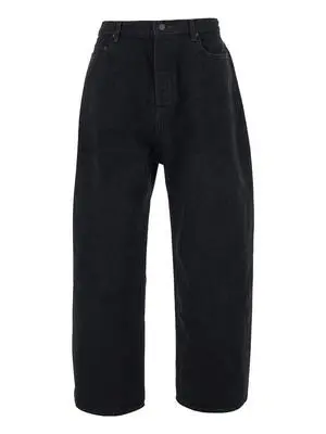 Balenciaga Logo Patch Wide-leg Denim Jeans - Black