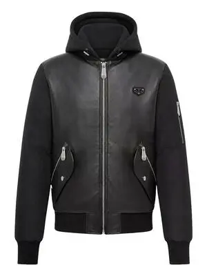 PHILIPP PLEIN Eco-leather Nylon Bomber Jacket