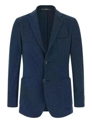 Boggi Milano Blazer Structured Cotton-blend B Jersey - Blue