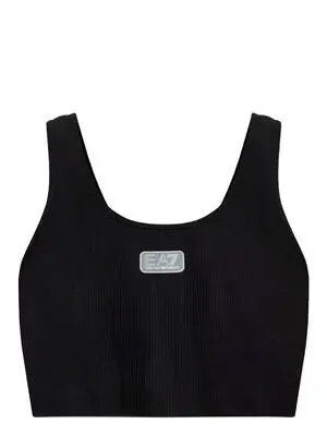 EA7 Ribbed Logo-patch Top - Black