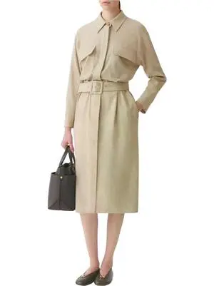 Fabiana Filippi Safari Belted Waffle-knit Midi Dress - Neutrals