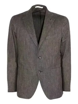 Tagliatore Herringbone Single-breasted Blazer - Brown