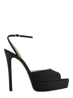 ANDREA WAZEN Loulou Crystal Platform Sandals - Black