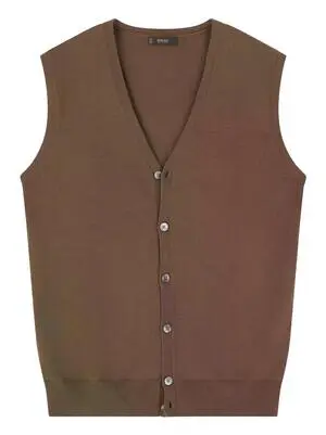 Boggi Milano Waistcoat In Extrafine Merino Wool - Brown