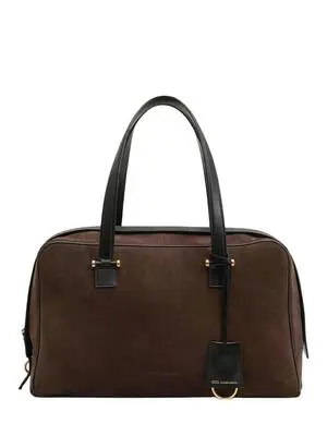 AMI Paris Cow Leather Georges Bowling Bag - Brown