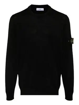 Stone Island 5100071 Light Pure Rws Wool Sweater - Black