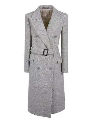 Tagliatore Jole C Herringbone Double-breasted Coat - Grey