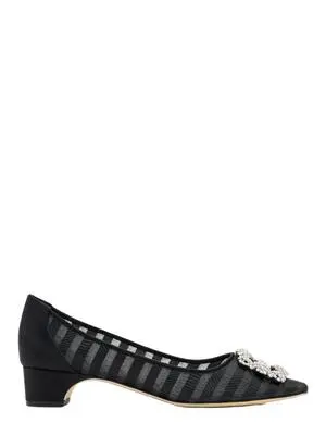 Manolo Blahnik Hangisibar Crystal-buckle Striped Pumps - Black