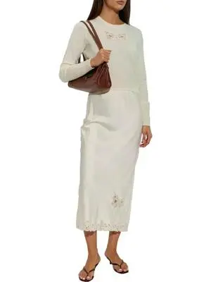 LoveShackFancy Mingley Lace-bow Sweater Neutrals