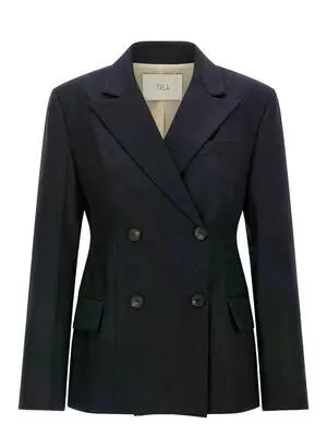 TELA Florence Double-breasted Peak-lapel Blazer - Blue