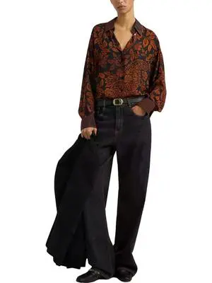 Momoni Gleya Paisley-print Long-sleeve Shirt - Black