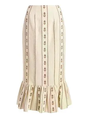 MARKARIAN Suri Floral-stripe Fitted Midi Skirt - Neutrals
