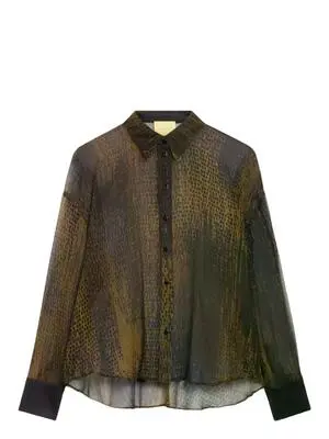 Momoni Freya Printed Silk Shirt - Green