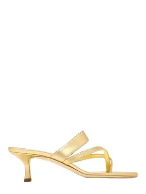 Manolo Blahnik Susa Strappy Leather Sandals Gold