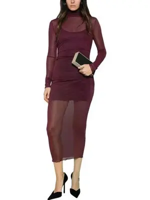 ANIYE BY Sheer-panelled Ruched Dress - Red