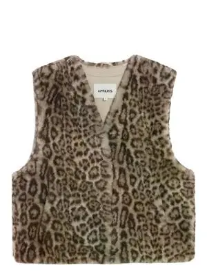 APPARIS Lyle Leopard-print Faux-fur Gilet