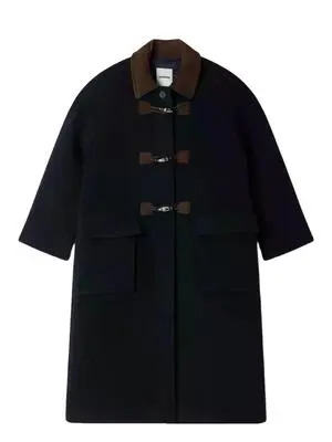 Sandro Toggle-fastening Shirt-collar Wool Coat Blue