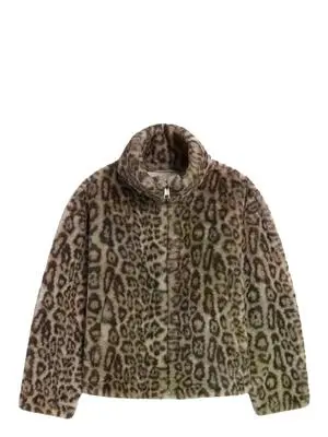 Apparis Brooks Leopard-print Faux-fur Jacket Neutrals