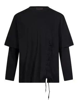 Simone Rocha Lace-up Layered T-shirt - Black